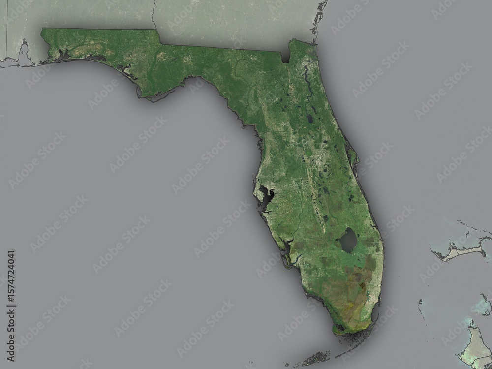 Very detailed map of Florida with clear state borders. Contains ...