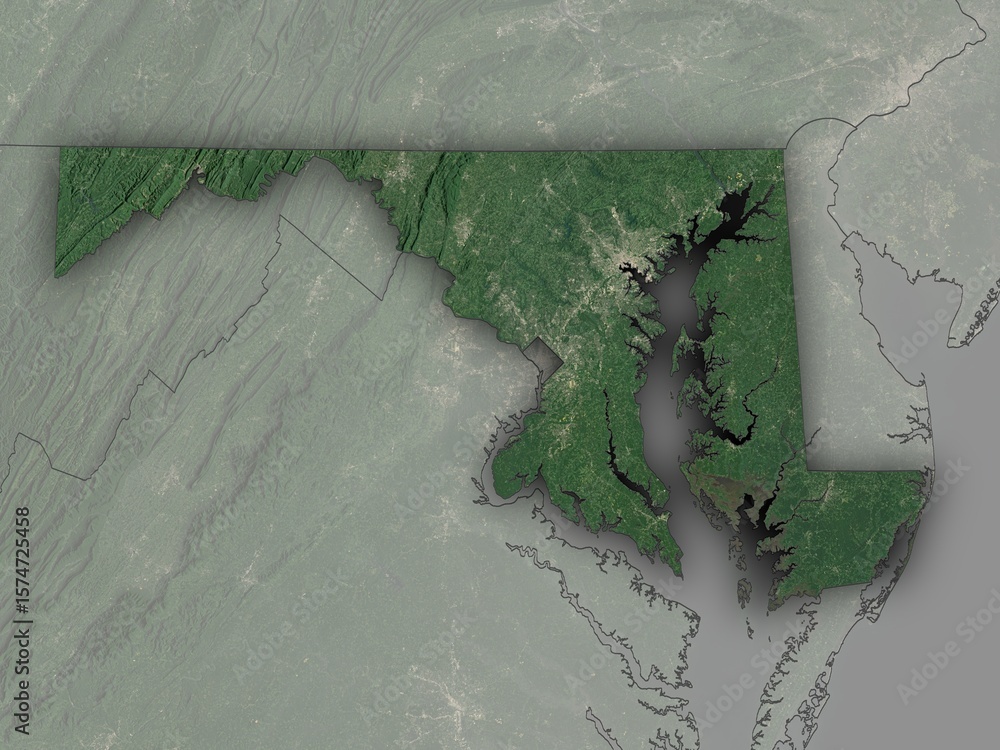 Stock-Illustration „Very detailed map of Maryland with clear state ...