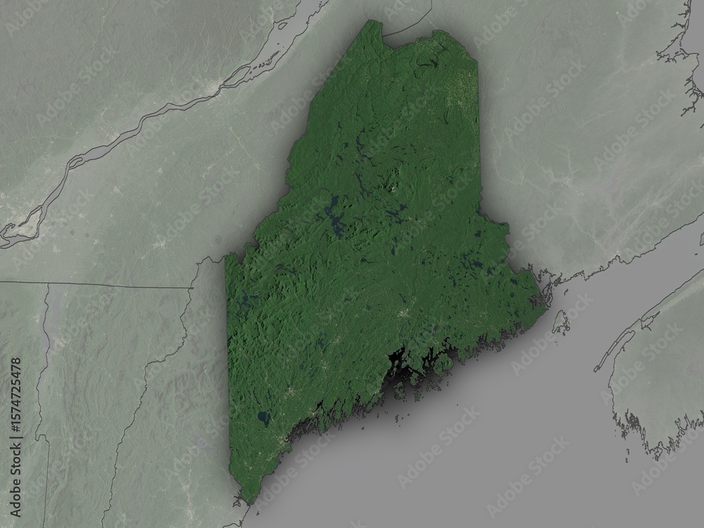 Very detailed map of Maine with clear state borders. Contains modified ...