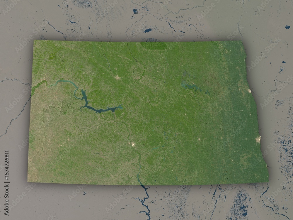 Very detailed map of North Dakota with clear state borders and visible ...