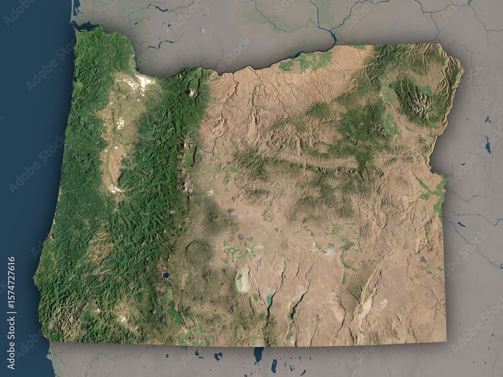 Very detailed map of Oregon with clear state borders and visible cities ...