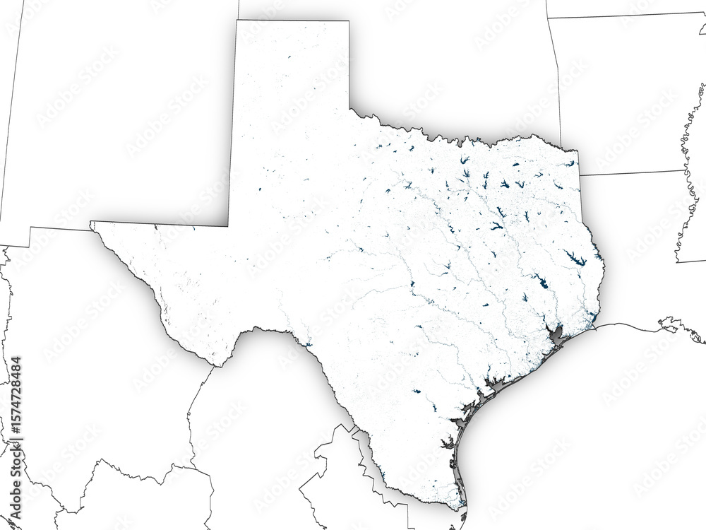 Withe map of Texas with state borders isolated on transparent ...
