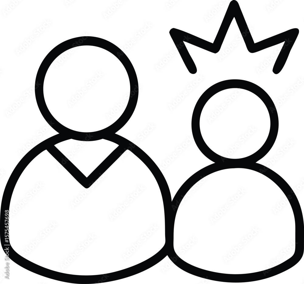 Two Person Icon, One with Crown, Leadership Team, Teamwork, Partnership ...