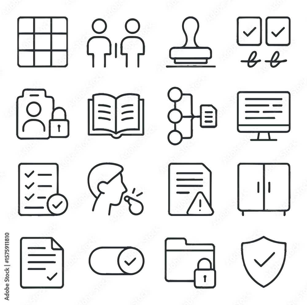 Internal control elements line art icons. control matrix, segregation ...