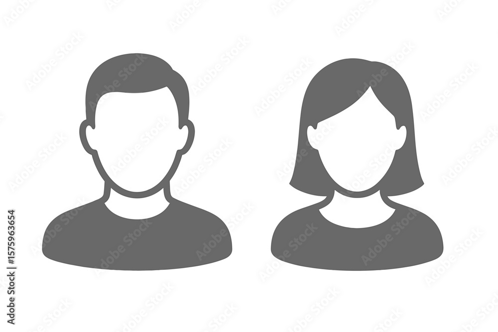 Default avatar profile icon. Man and woman face silhouette. Male and ...