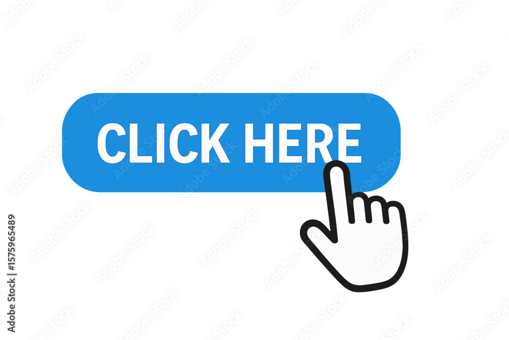 Click here button with hand pointer cursor. Modern action button for ...