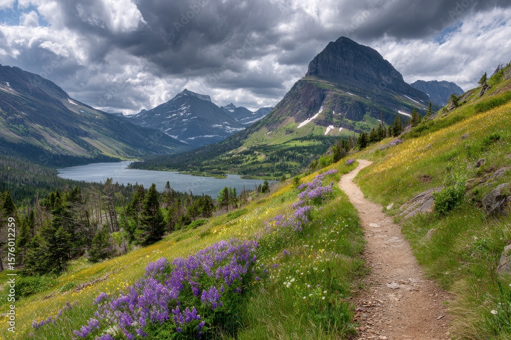 Montana Trail - Spring Mountain Trail Leading to Mount Gould at Lake ...