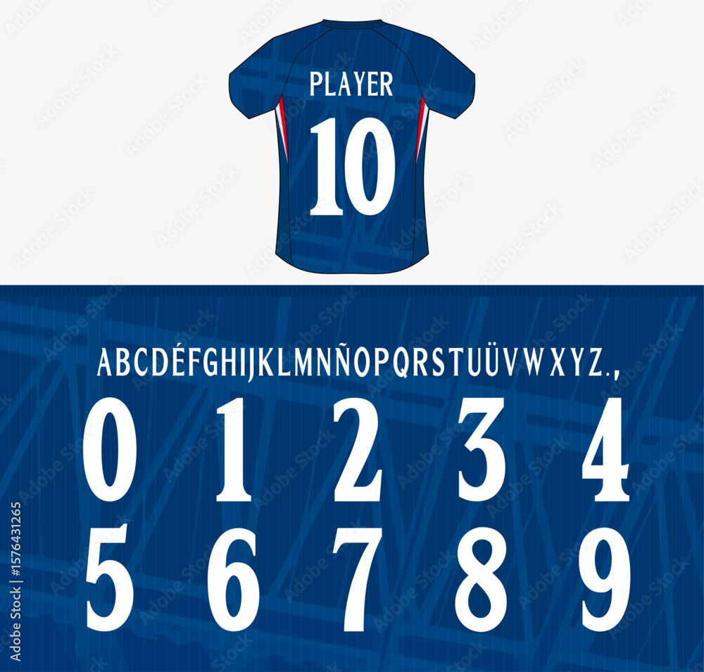 Sport-style vector font set for football shirts. Includes uppercase ...