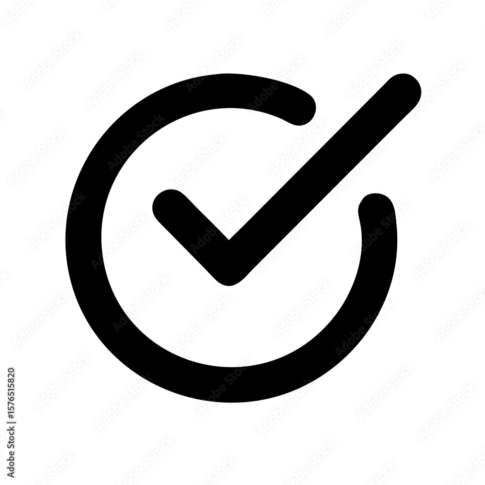 Check Mark Icon Encased in a Circle on Transparent Backdrop, Signifying ...