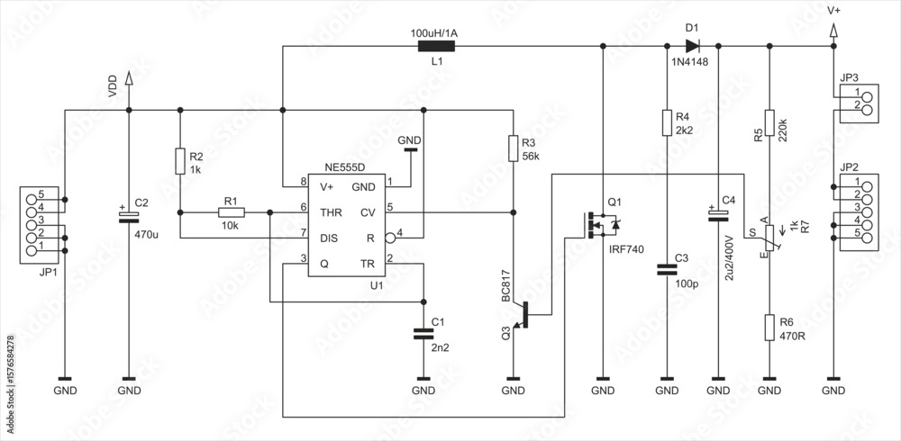 Schematic diagram of electronic device on sheet of paper. Vector ...