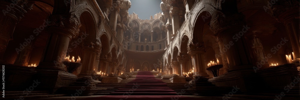 Foto Epic final boss arena with grand architecture and ominous lighting ...