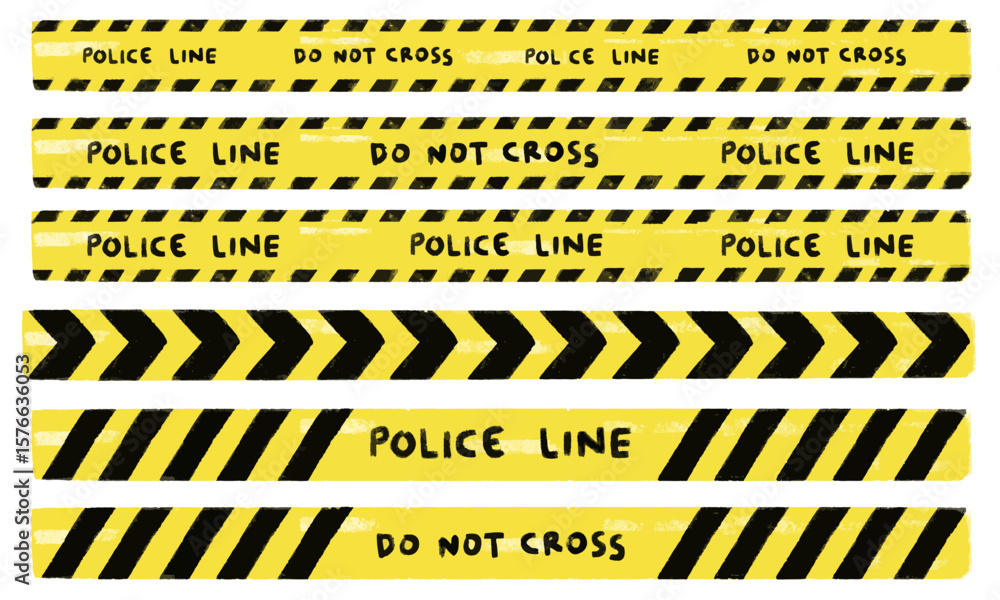 Set collection of cute hand drawn yellow black warning do not cross ...