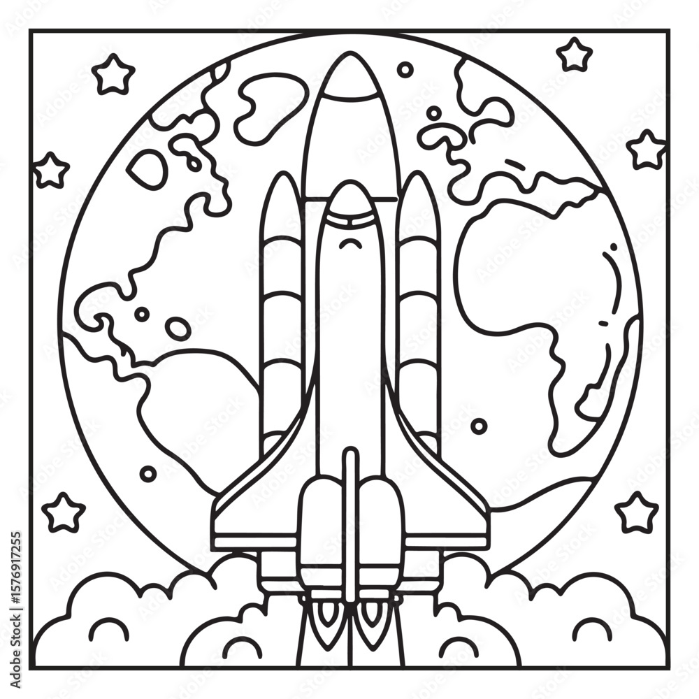 Space Coloring Pages for Kids – Bold and Easy Outer Space Fun with ...