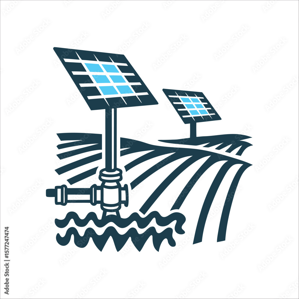 Solar Irrigation System Icon for Sustainable Farming Solar powered ...
