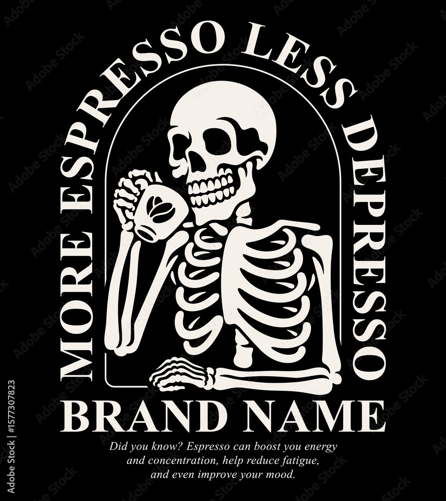 Vector illustration of a skull drinking a cup of coffee. Stock Vector ...