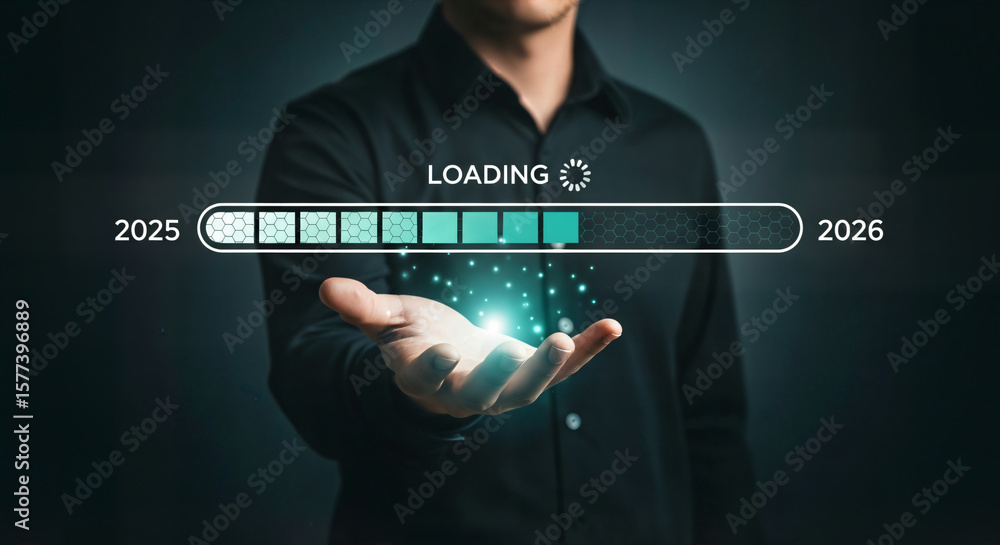 New Year 2026 Progress Bar Innovation Concept.2025 to 2026 Transition ...