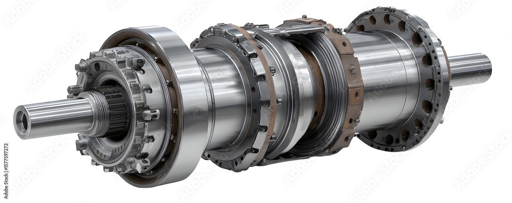 Isolated Clean Realistic hydroelectric turbine rotor w digital artwork ...