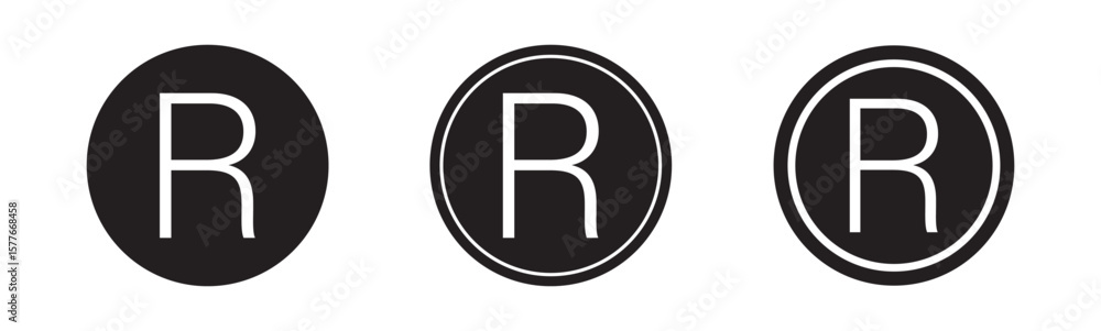 Register mark icon. patent trademark r circle icon set. Registered ...