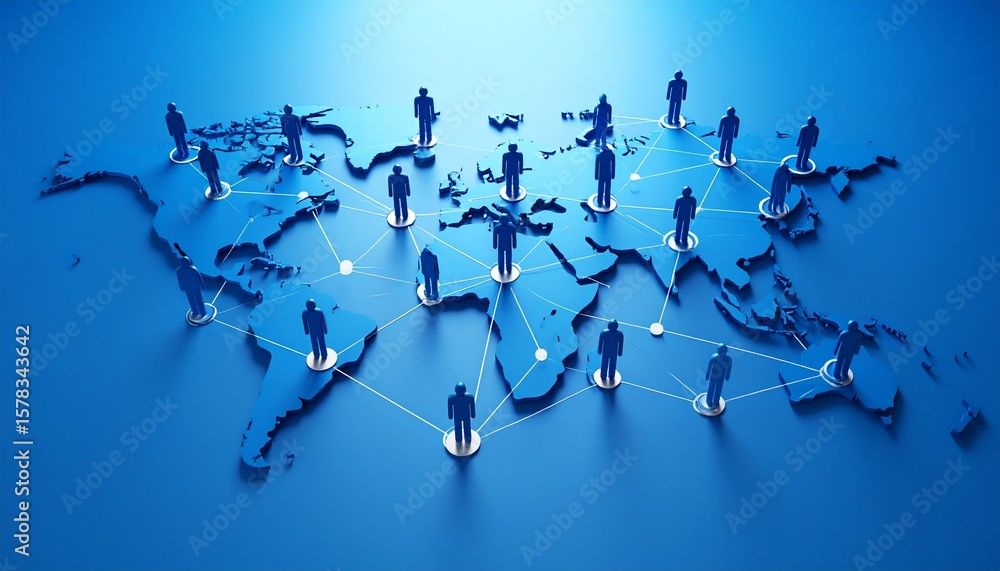 Business connection map with people icons naturally connected by lines ...