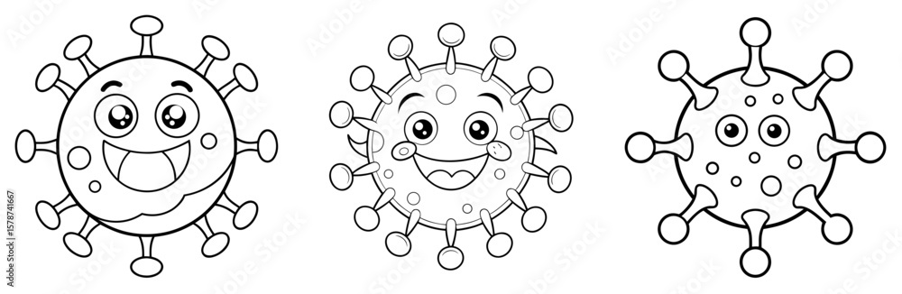 Virus Outline - Coloring Book Page Vector Design Stock Vector | Adobe Stock