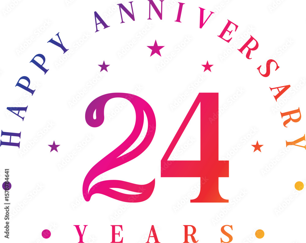 Anniversary 24. gold 3d numbers. Poster template for Celebrating 24th ...