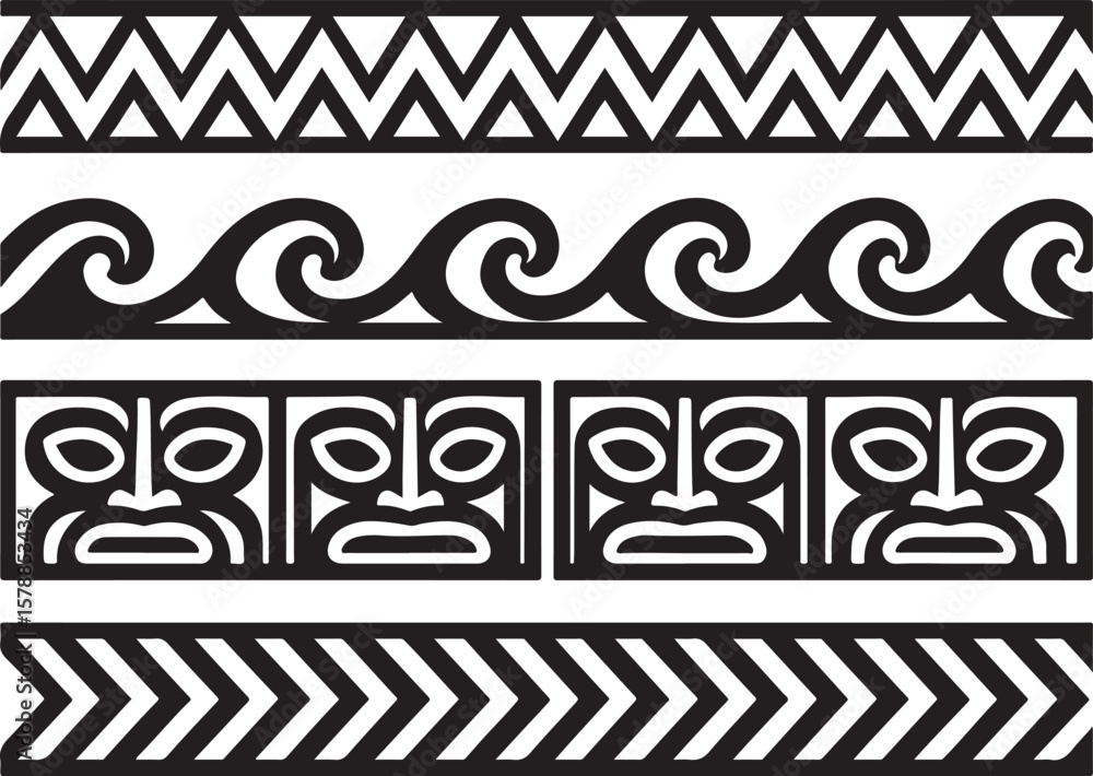 Collection of black and white tribal patterns featuring geometric ...