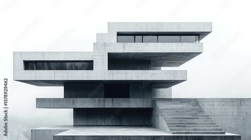 Photo Stock Monolithic structures emphasizing massive scale, brutalist ...