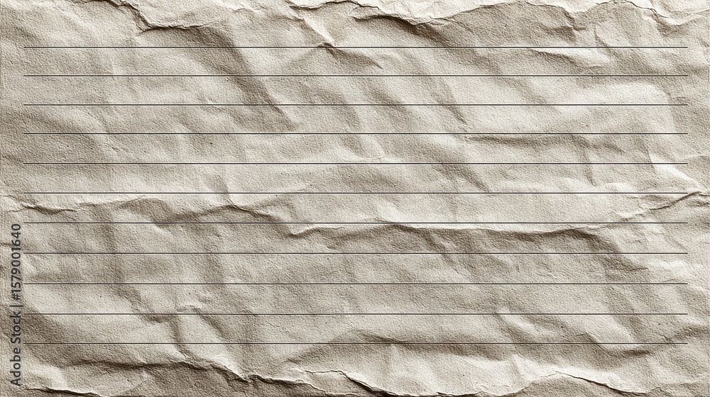 Folded notebook paper with visible lines and creases, aged and slightly ...