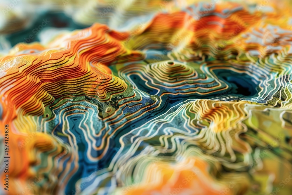 Abstract topographic map is visualizing elevation and depth using ...