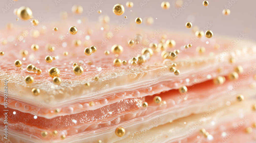 3D illustration of skin layers translucent layers of skin showing epidermis, dermis and ...