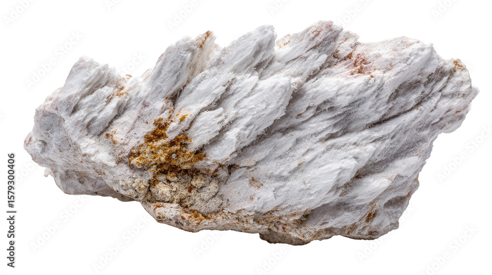 Wollastonite fibrous mineral lump background isolated on a Transparent ...
