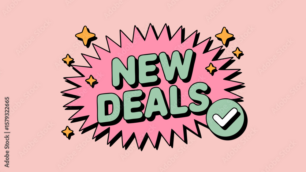 Eye-catching graphic design announcing new and exciting deals with a ...