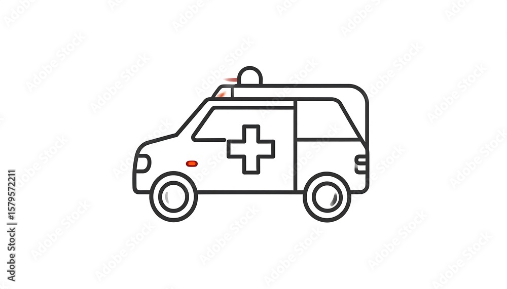 Simple outline drawing of an ambulance Stock Illustration | Adobe Stock