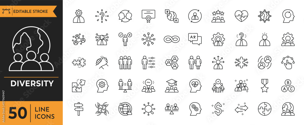 Diversity icon set. Containing equality, human rights, ethnicity ...
