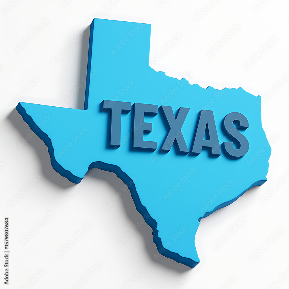 3D Texas State Map with Centered Text Overlay Stock Illustration ...