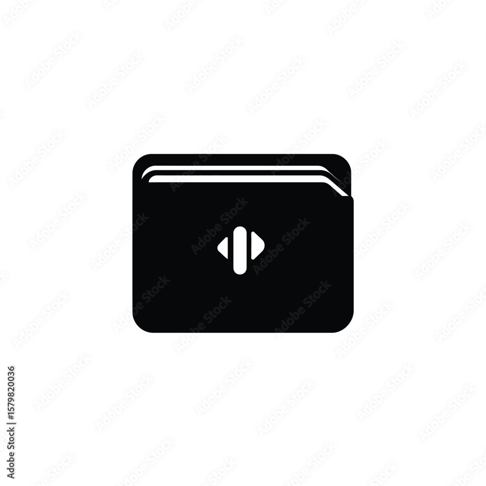 Isolated Black Folder Icon With Internal Arrow Symbol For Document ...
