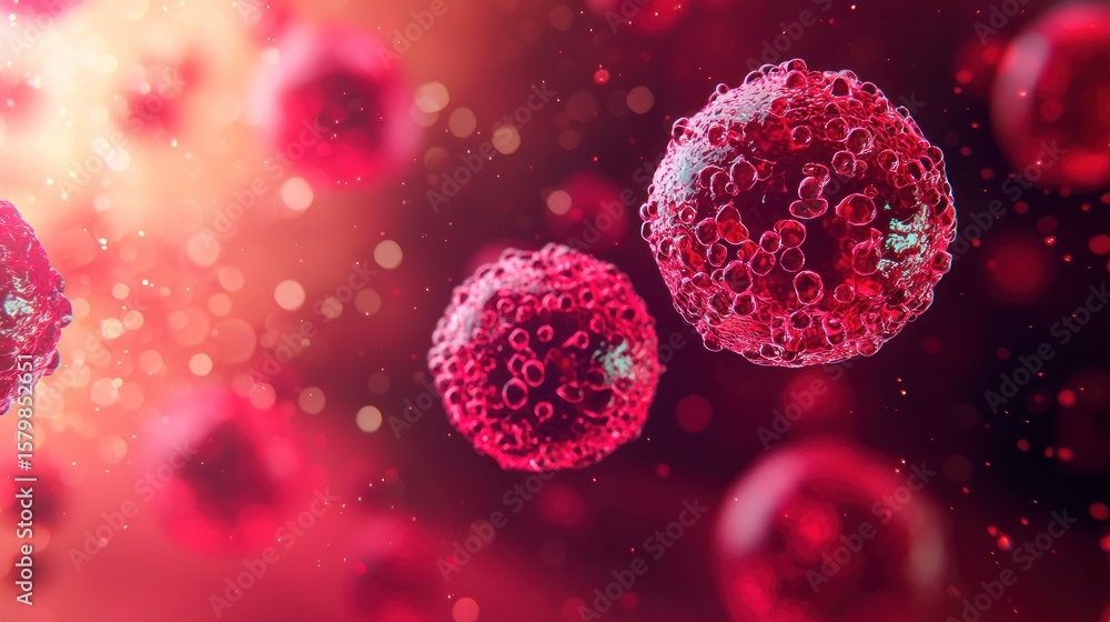 Two red and green blood cells in a blood stream. The concept of blood ...