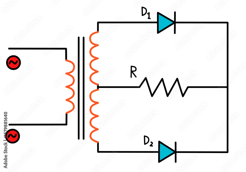 Full Wave Bridge Rectifier Circuit Converting Ac To Dc Power Output