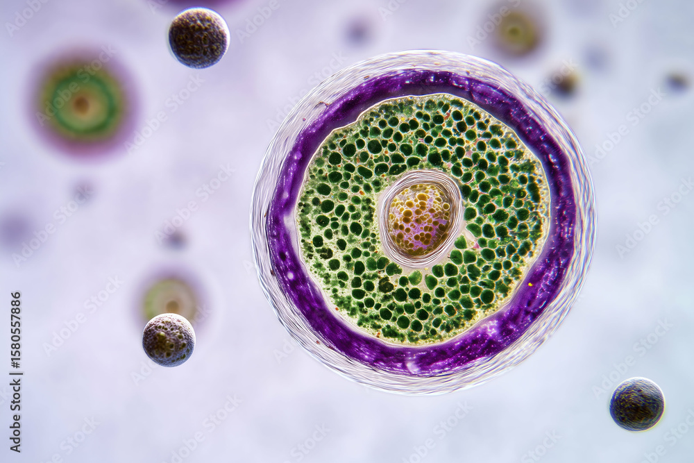 Cross section of plant cell showing detailed internal structure with ...