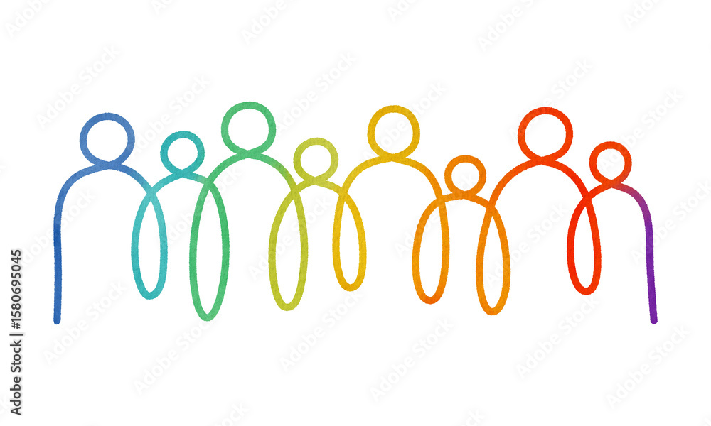 Colorful abstract line art diversity and inclusion of people groups ...