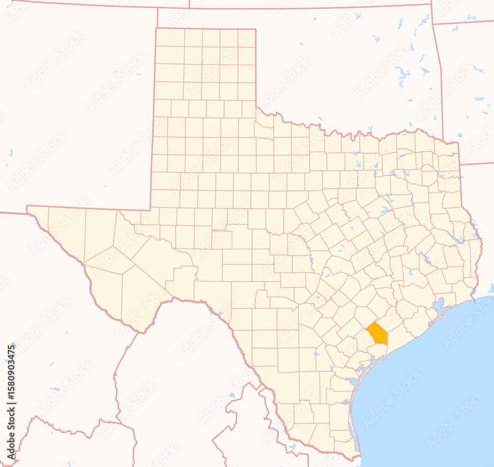 Map of the County Jackson (Texas, US) showing the Federal State with ...