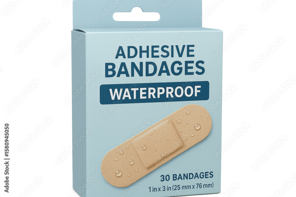 Foto de Stock Waterproof adhesive bandages box with transparent ...