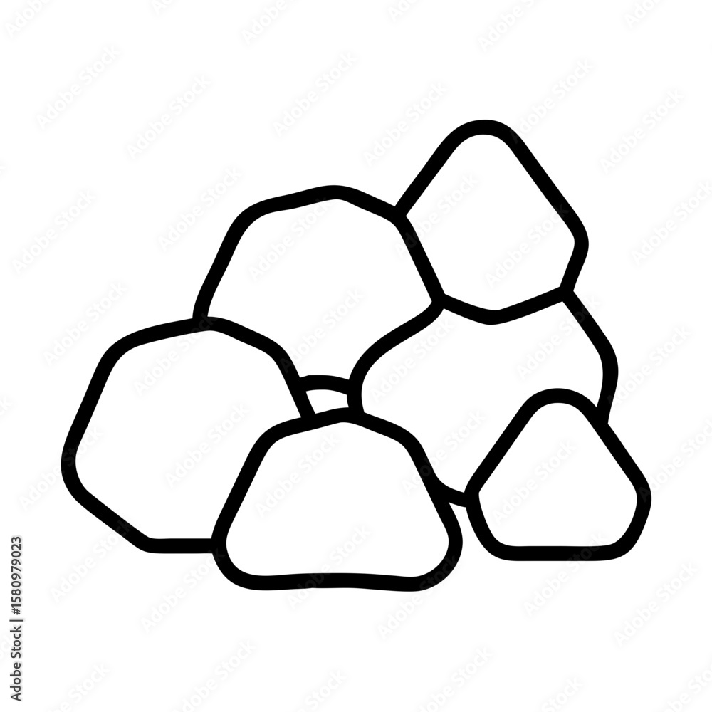 Outline drawing of rock pile stones boulders gravel pebbles aggregate ...