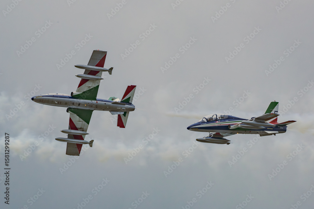 Frecce Tricolori Performing Opposing Pass with Italian Flag Livery and ...