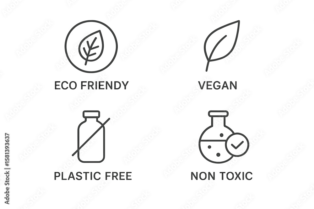 Eco friendly icon set. Thin line vector symbols for ethical products ...