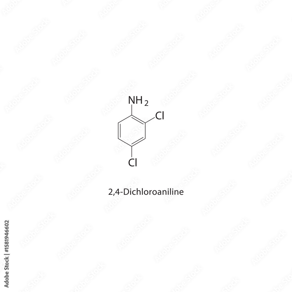 Stock-Vektorgrafik „2,4-Dichloroaniline skeletal structure. halogen ...