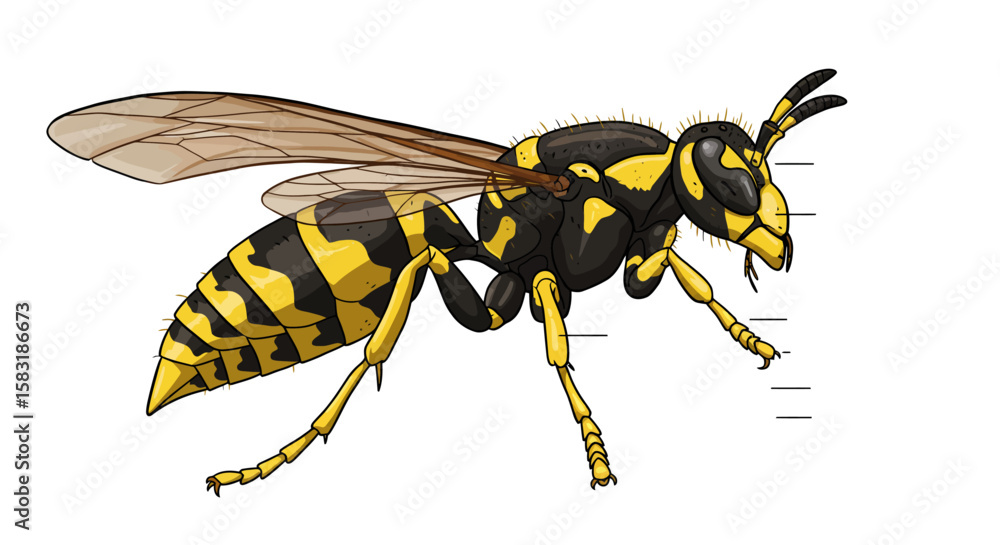 Vector illustration of an insect diagram with blank labels to be filled ...