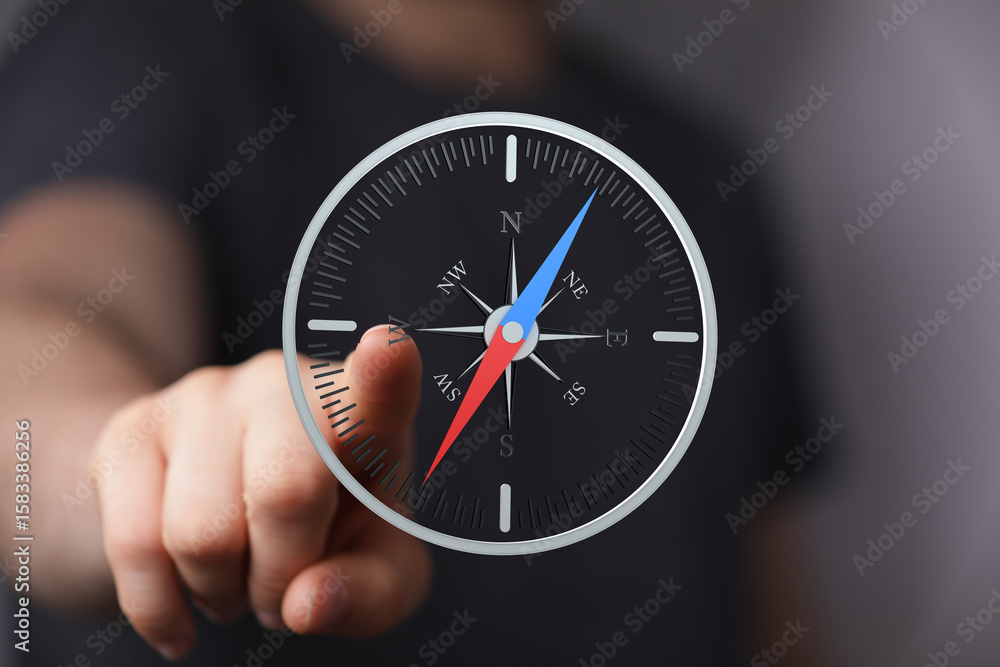 Find your direction. Modern compass app interface on touchscreen ...