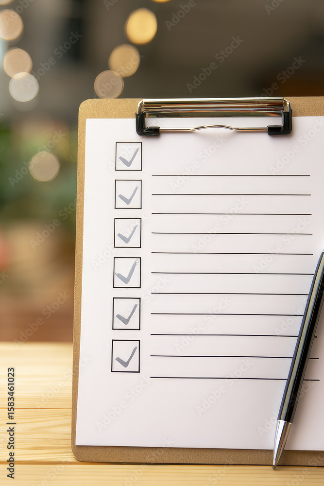 Checklist concept. Blank checklist with empty boxes on office table ...