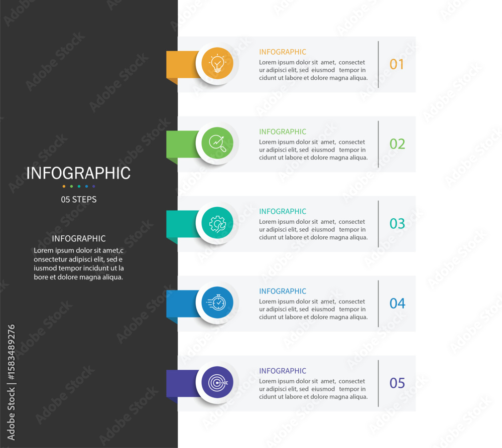 Vertical infographic timeline 5 steps template. Timeline, Business ...